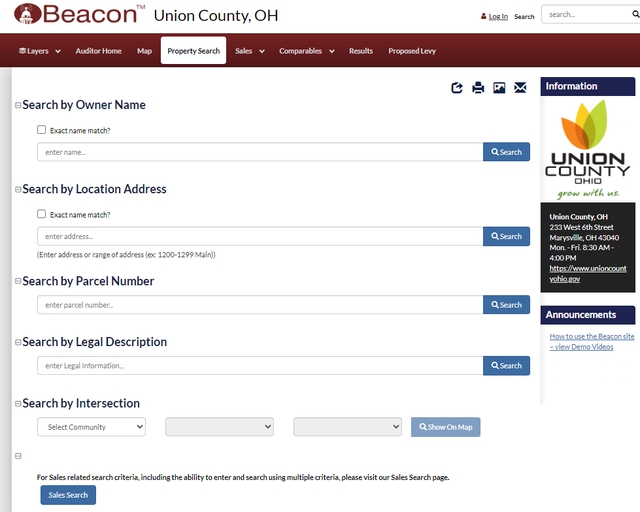 Union County, Ohio - Beacon Property Search Help Page
